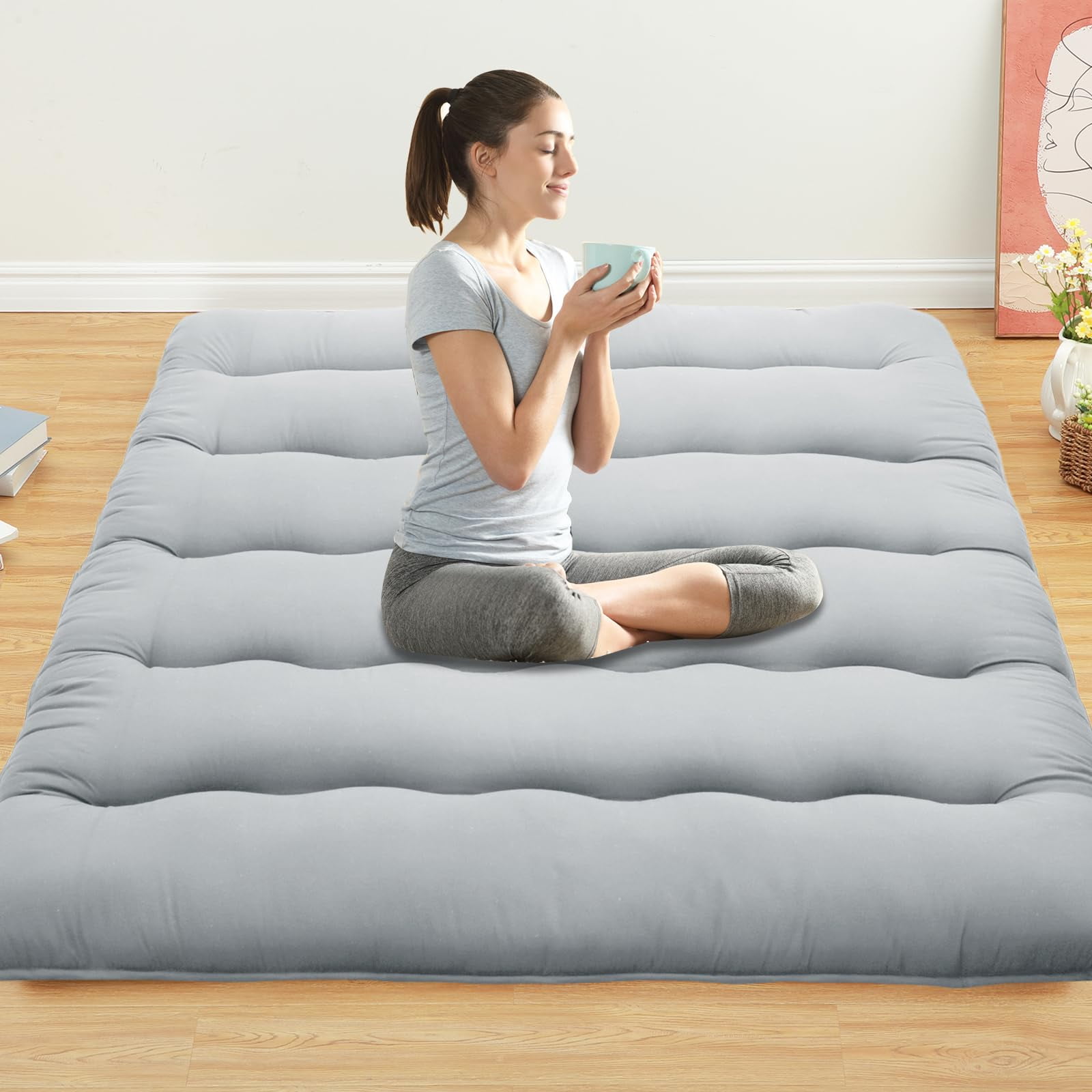 Japanese Floor Mattress Futon Mattress,3 '' Thicken Daybed Futon Roll ...