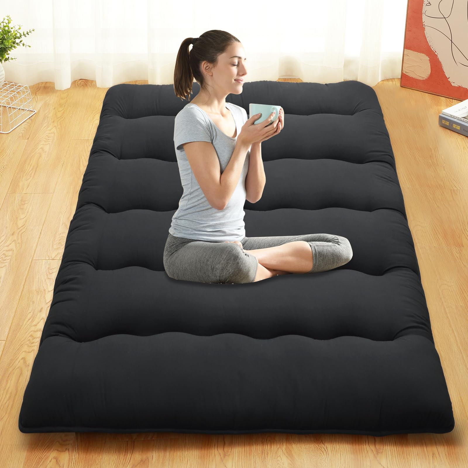 Japanese Floor Mattress Futon Mattress,3 '' Thicken Daybed Futon Roll ...