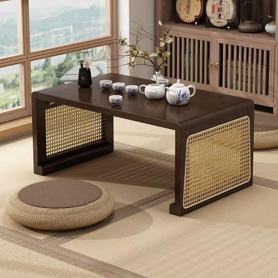 Japanese Floor Table: Large Portable Folding Coffee Table Solid Wood ...