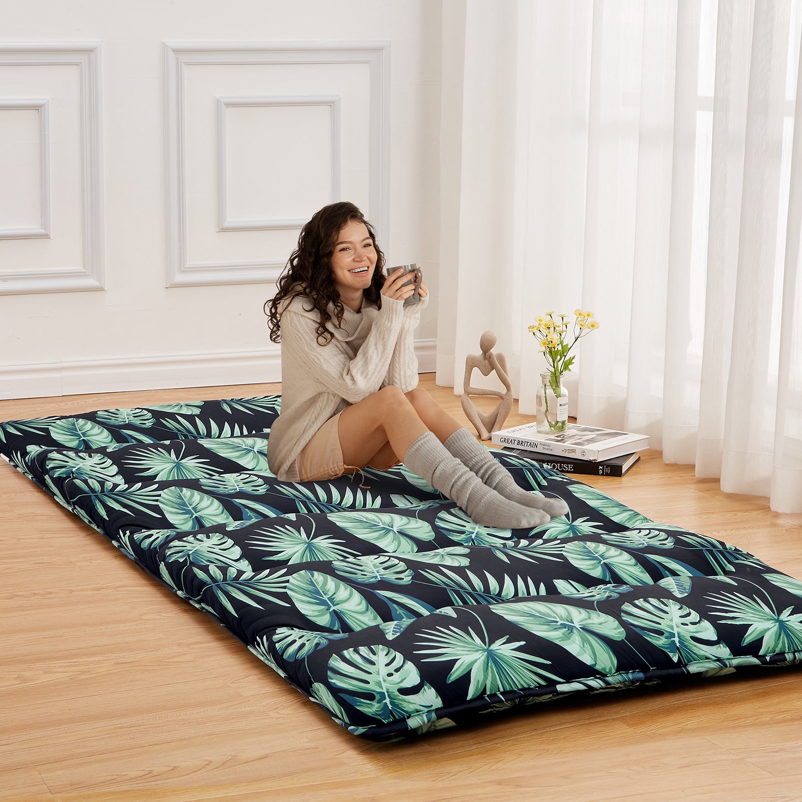 Japanese Floral Pattern Futon Mattress Floor Mattress for Kids ...