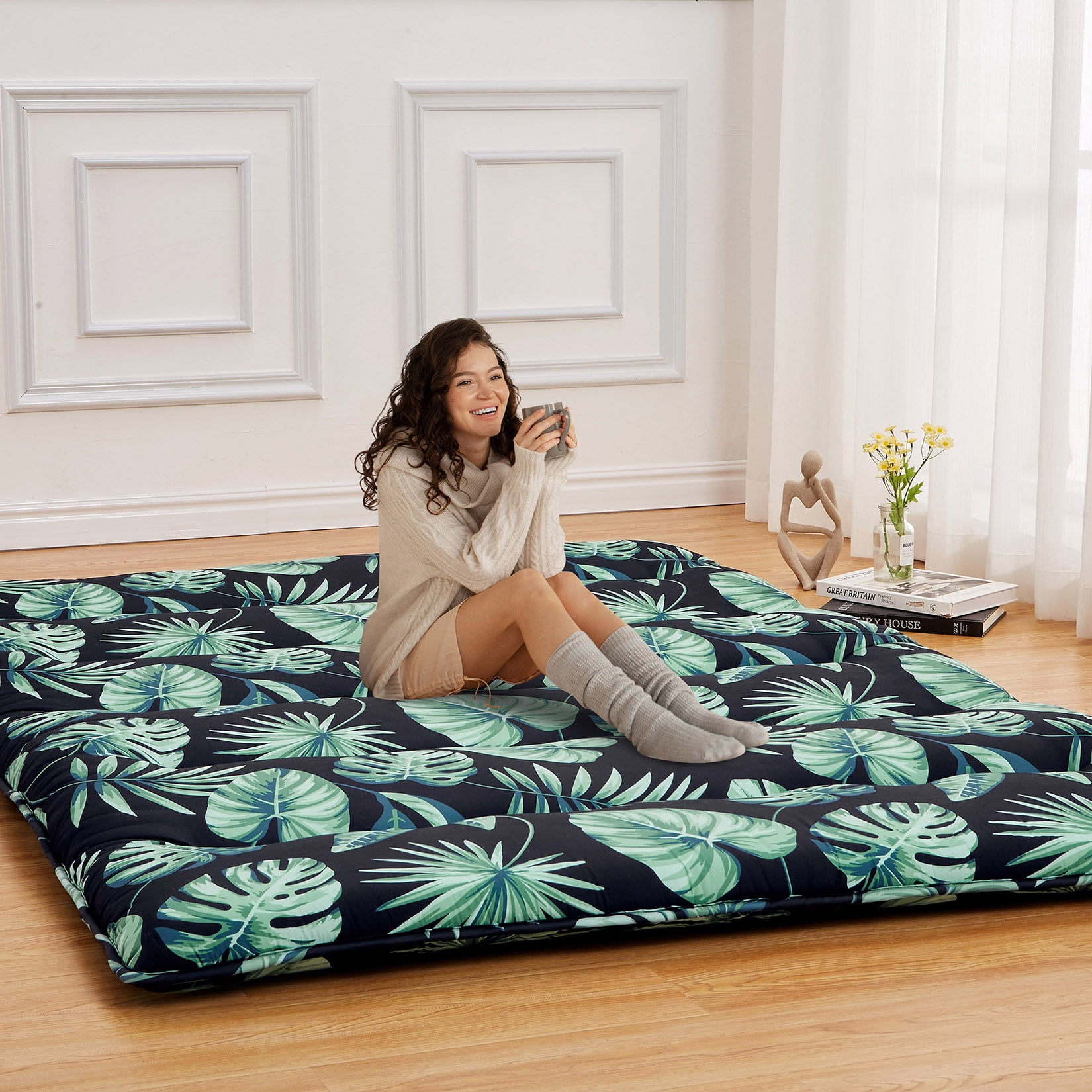 Japanese Floral Pattern Futon Mattress Floor Mattress for Kids ...