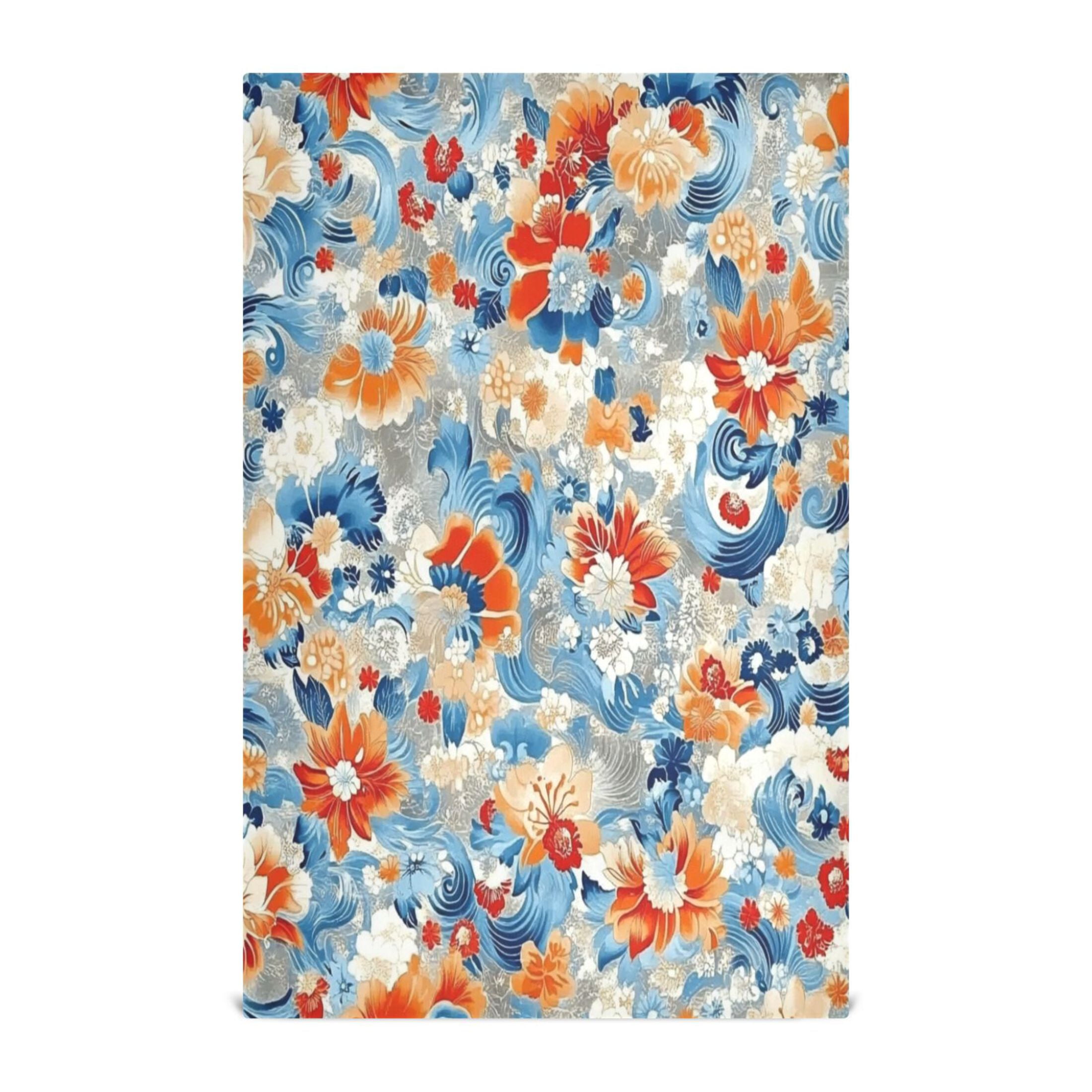 Japanese Floral Print Kitchen Towels Set of 4 Tea Towels for Kitchen ...