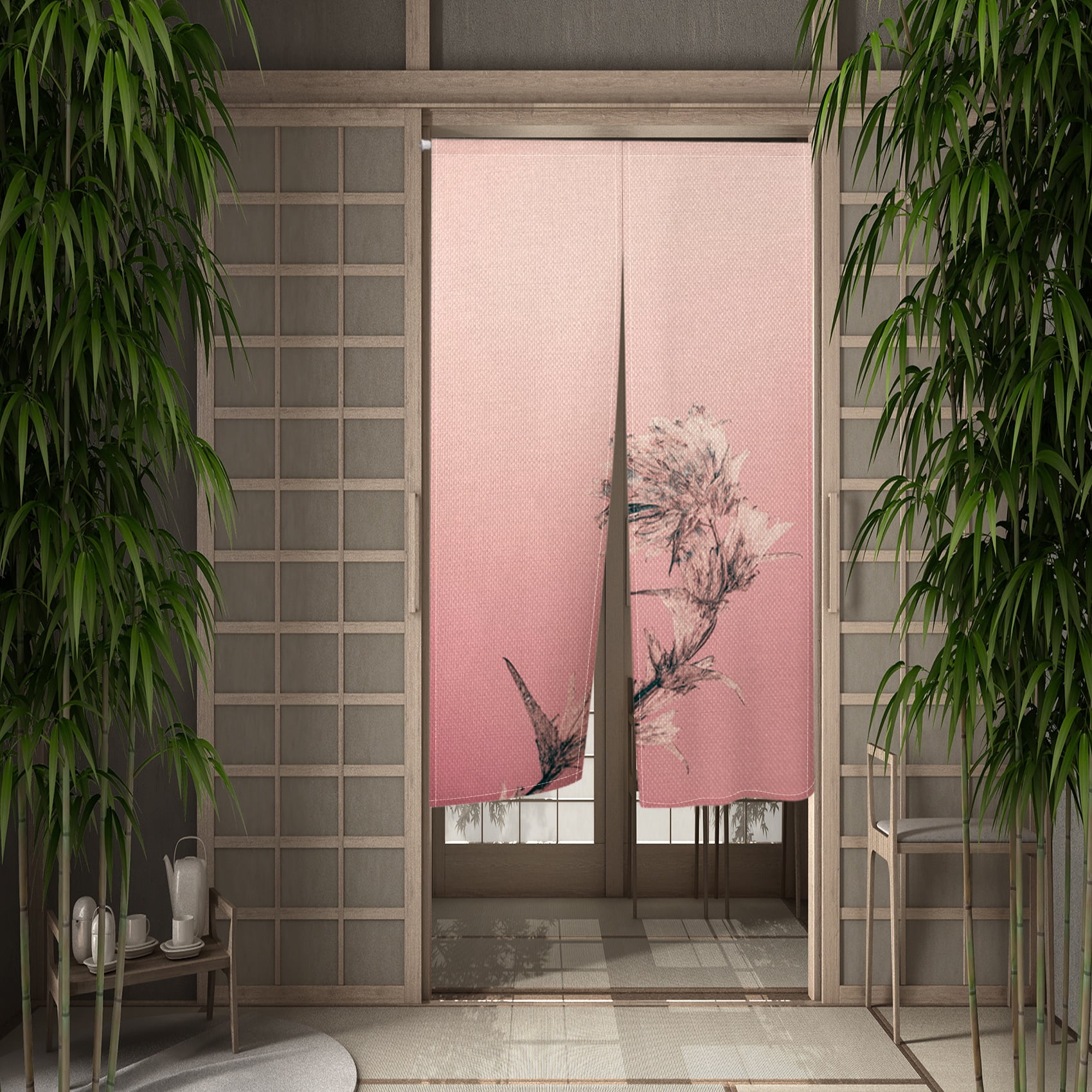 Japanese Flower Door Curtain Lilies Roses Sunflowers Ukiyo-e Noren Kitchen Partition Room ration ...