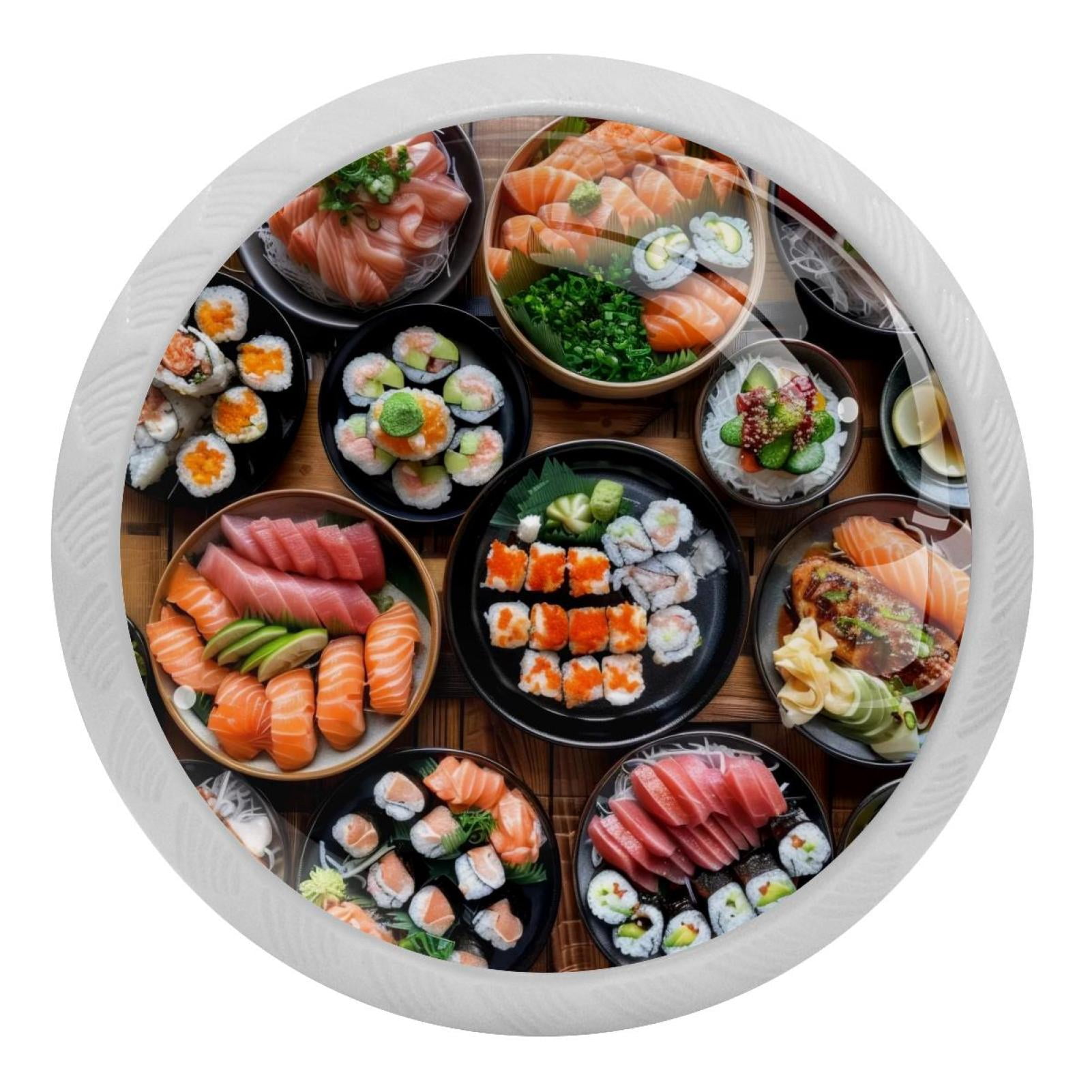 Japanese Food Sushi Feast Glow in The Dark Crystal Glass Cabinet Knobs ...