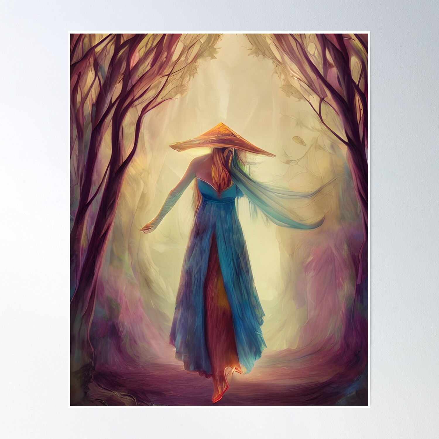 Japanese Forest Ghost Good Luck Painting Fall Forest Path Autumn Poster ...