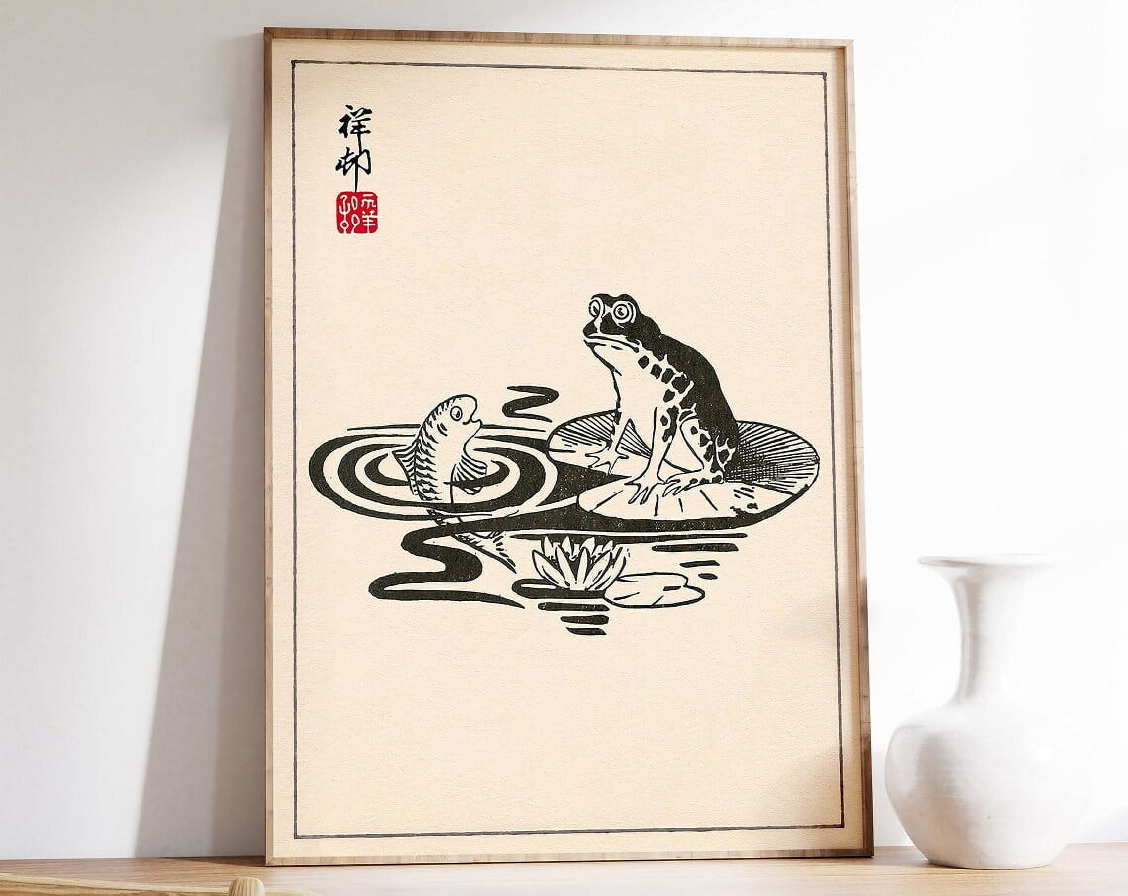 Japanese Frog Poster, Frog Art, Woodblock Art, Ukiyo-E Print, Vintage ...