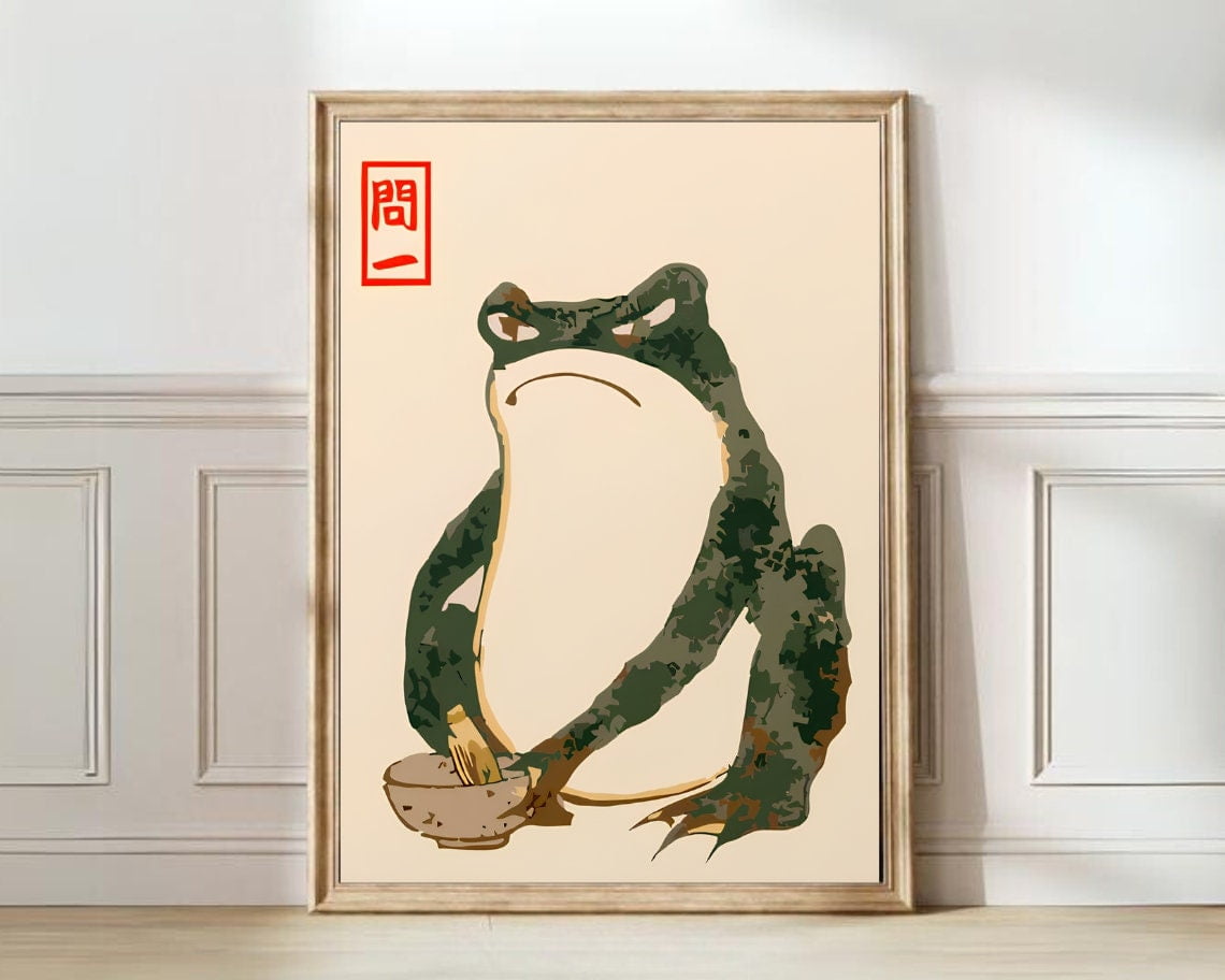 Japanese Frog Print Matsumoto Hoji Poster Angry Frog Print Animal Wall ...