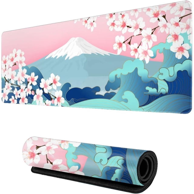 Japanese Fuji Mountain with Cherry Blossom Large Gaming Mouse Pad XL ...