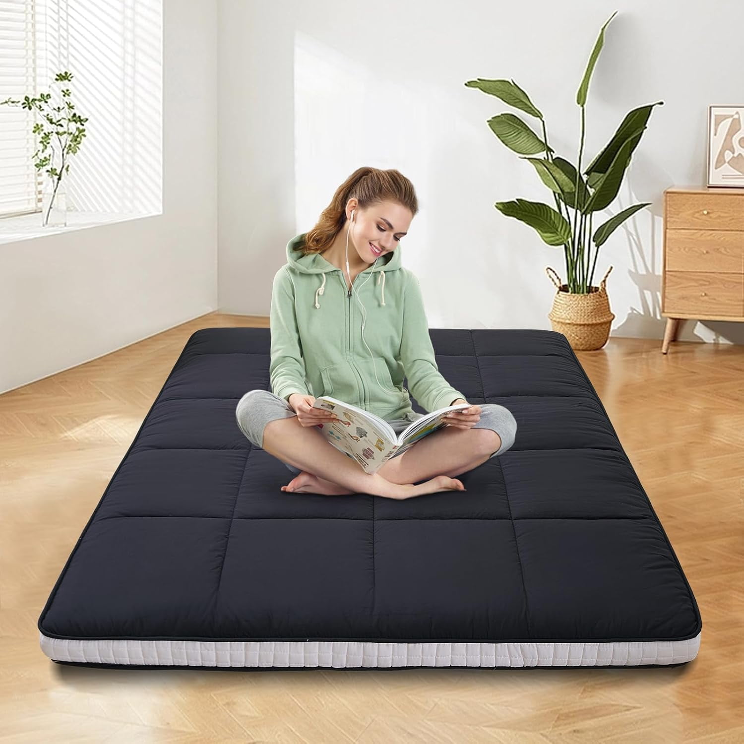 Japanese Futon Mattress Twin Size , Foldable Tatami Mat, Portable Floor ...