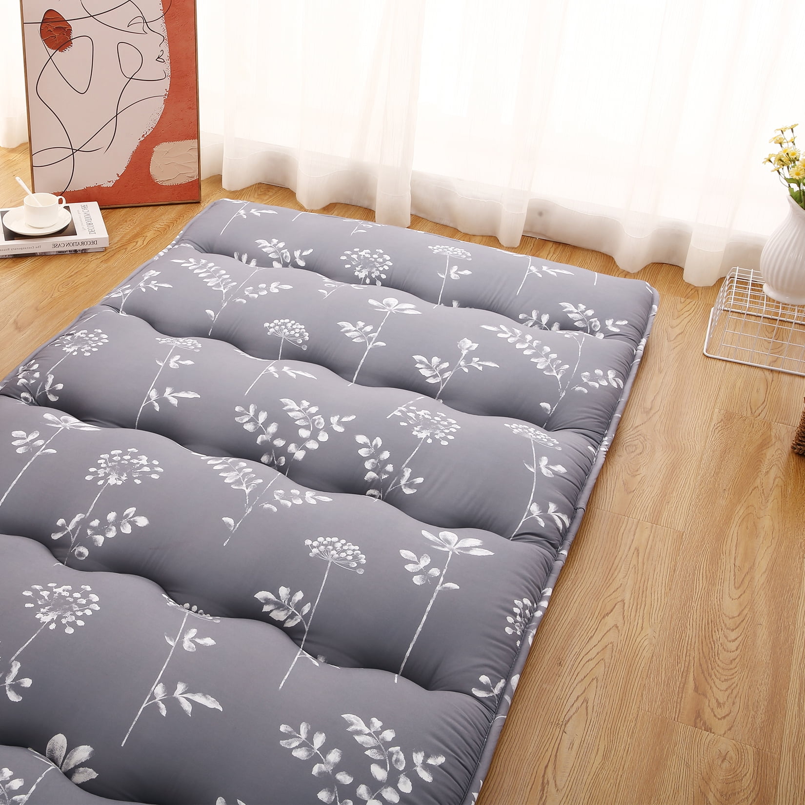 Japanese Futon Mattress Twin, Sleeping Floor Mattress Floral Printed ...