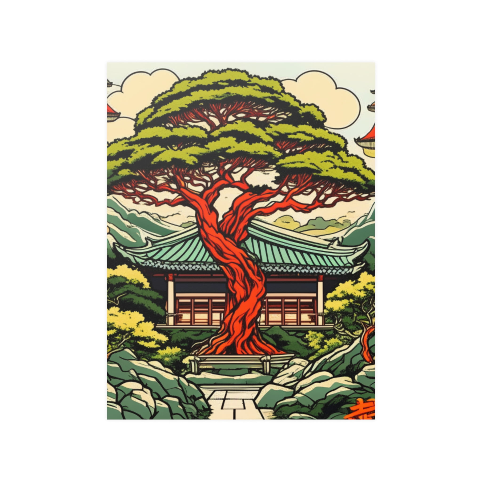 Japanese Garden Bonsai Tree Traditional Art Inspired Poster Print ...