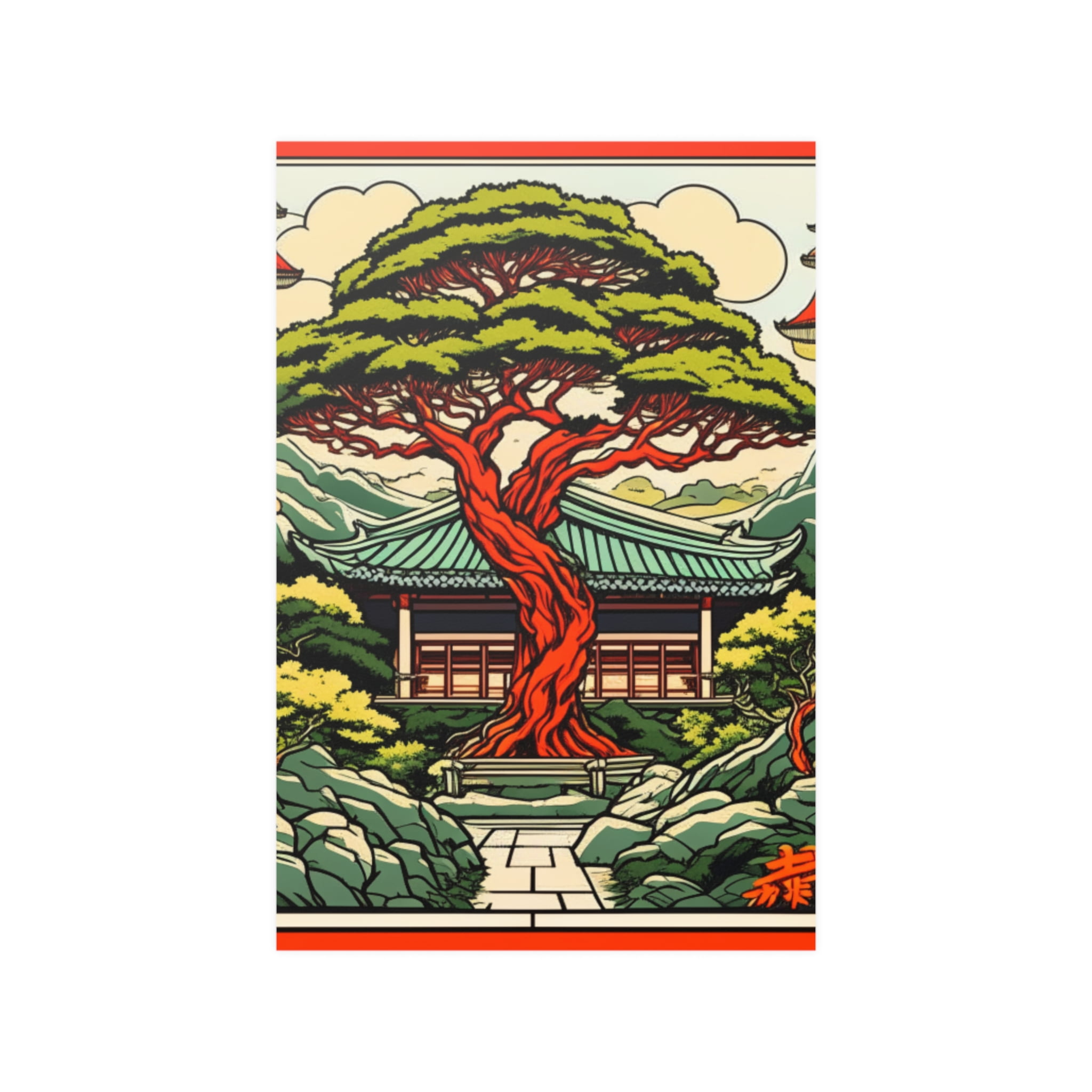 Japanese Garden Bonsai Tree Traditional Art Inspired Poster Print ...