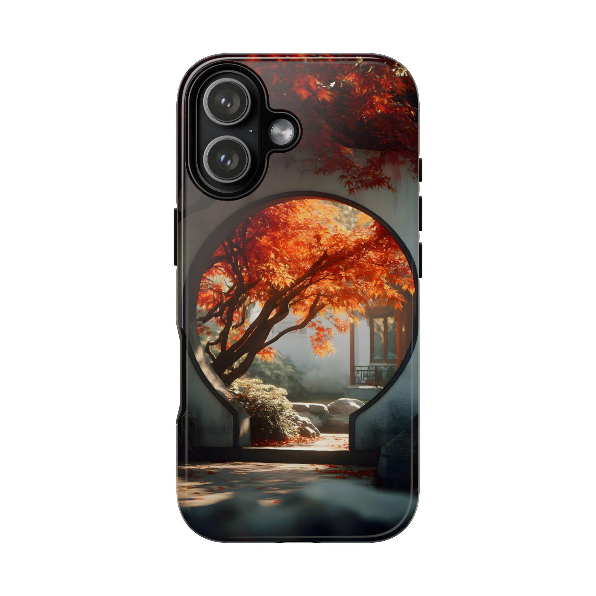 Japanese Garden Maple View Phone Case Serene Autumn Scene for iPhone 17 ...