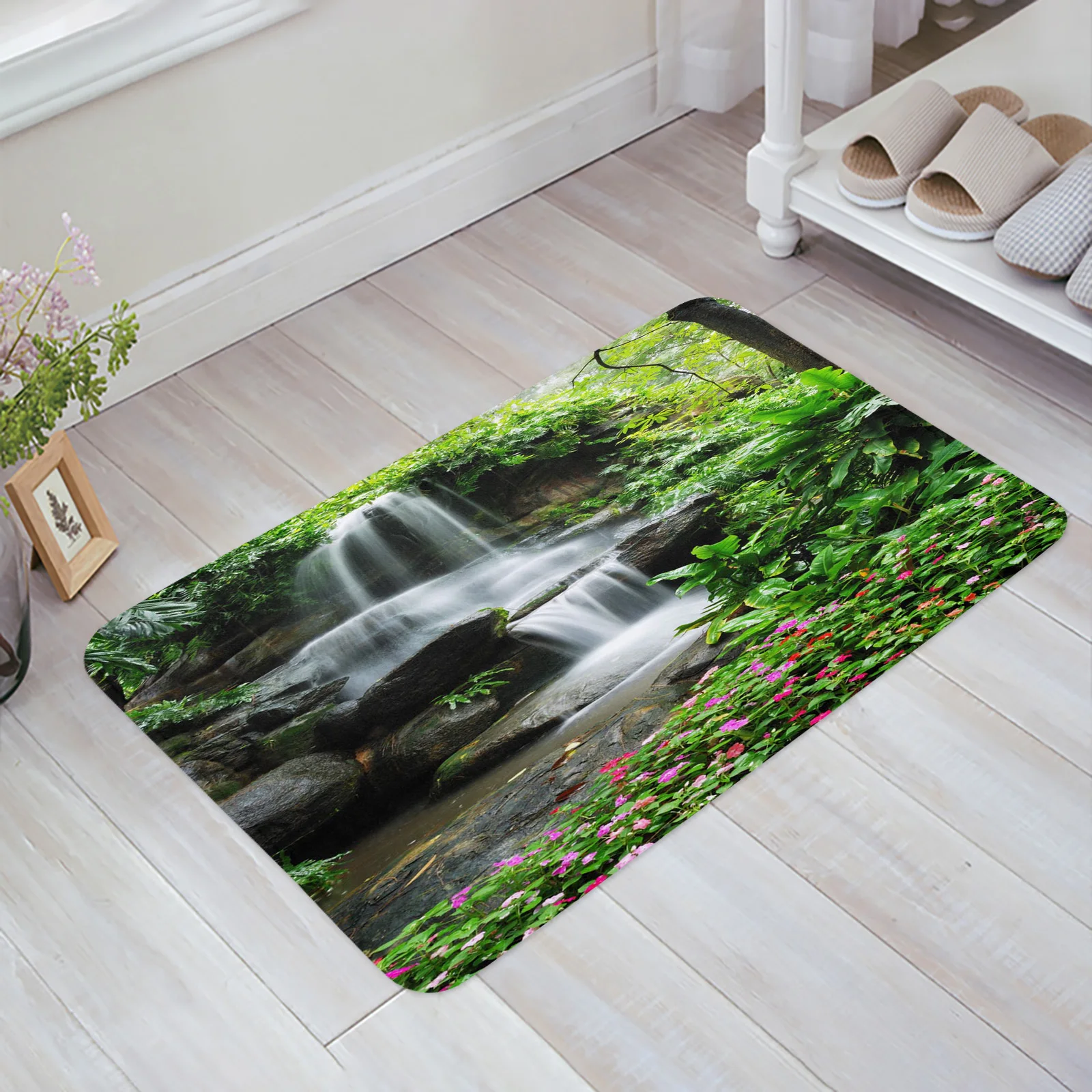 Japanese Garden Wooden Door Green Plant Bathroom Mat Carpet Kitchen Mat ...