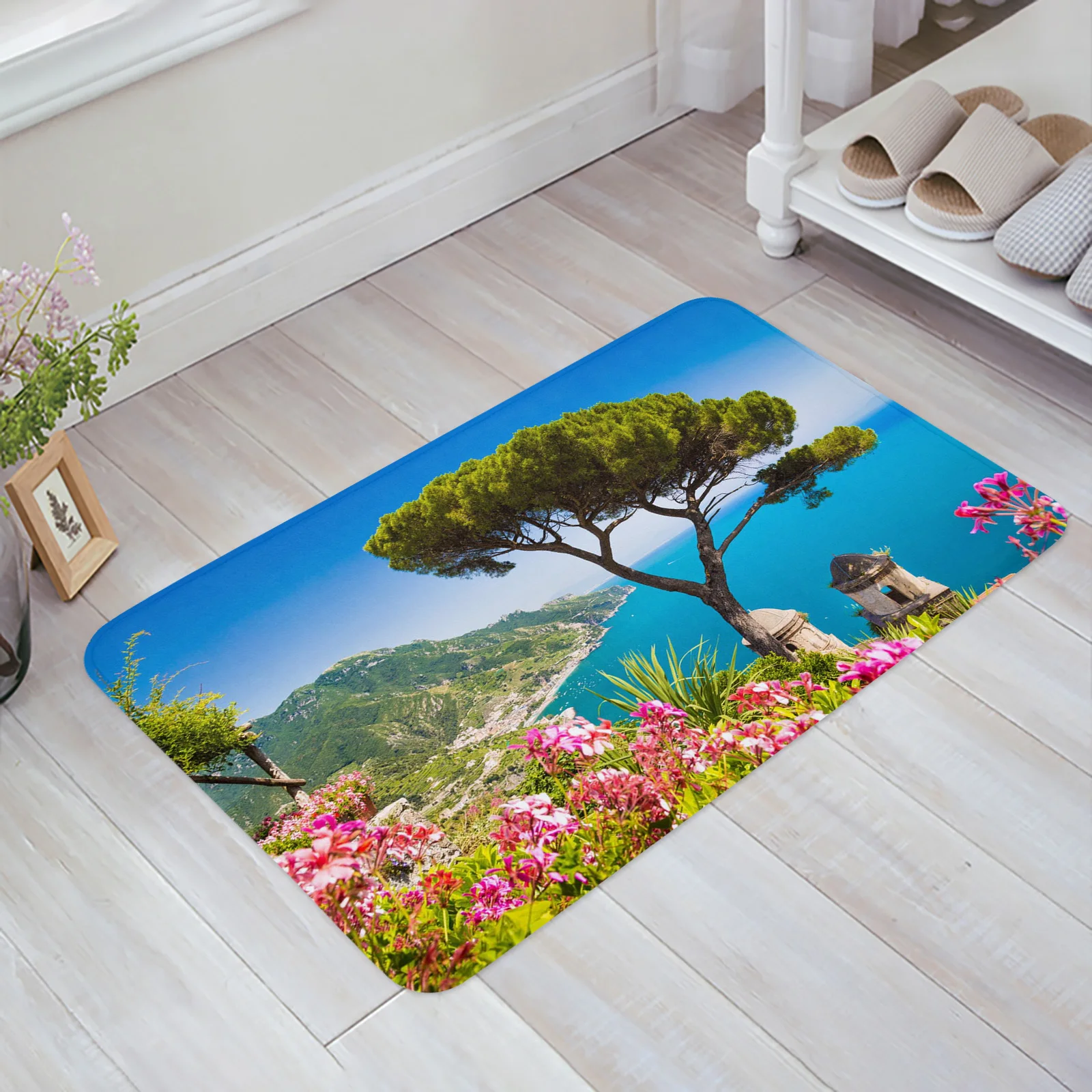 Japanese Garden Wooden Door Green Plant Bathroom Mat Carpet Kitchen Mat ...