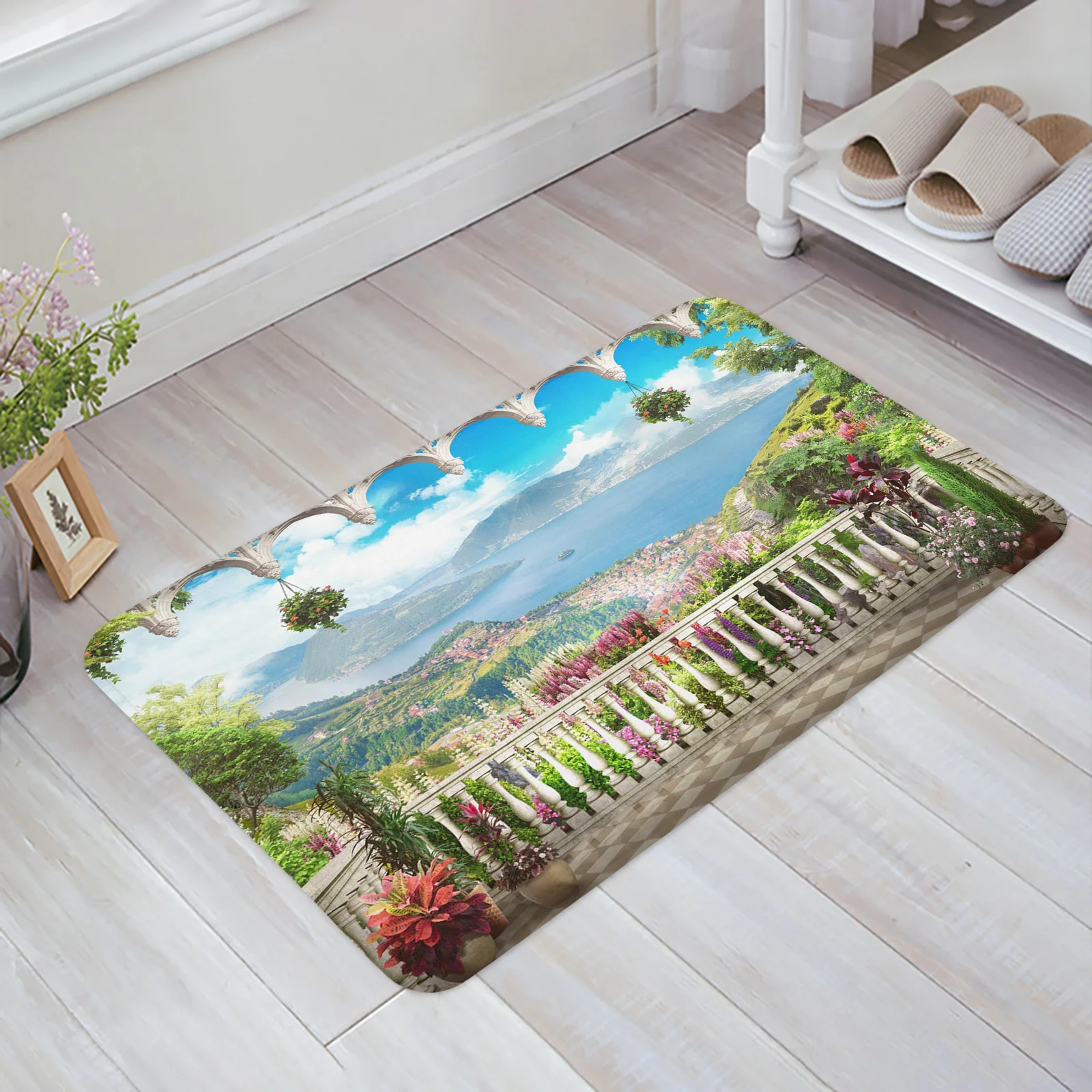 Japanese Garden Wooden Door Green Plant Bathroom Mat Carpet Kitchen Mat ...