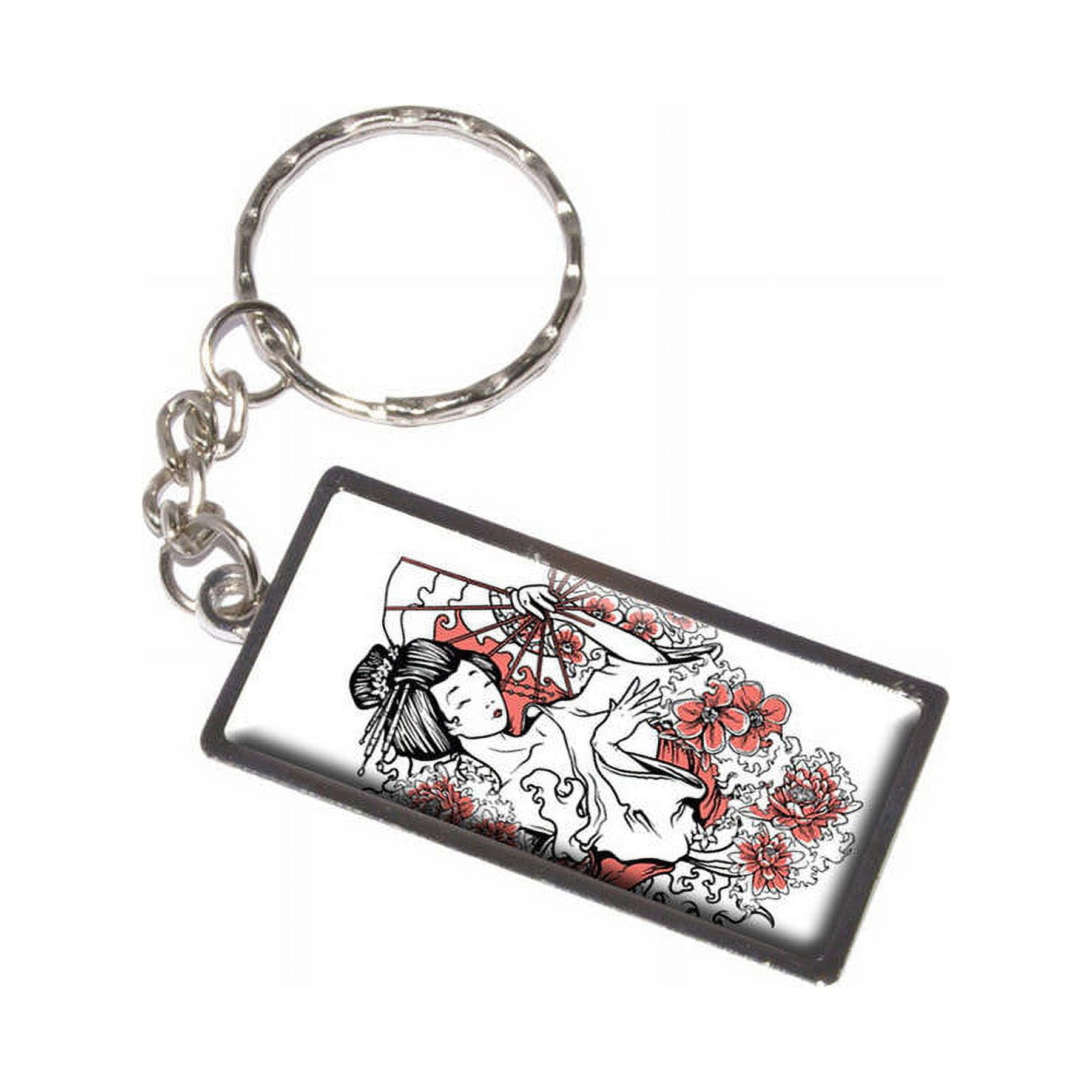 Japanese Geisha Asian Fan Flowers Keychain Key Chain Ring - Walmart.com