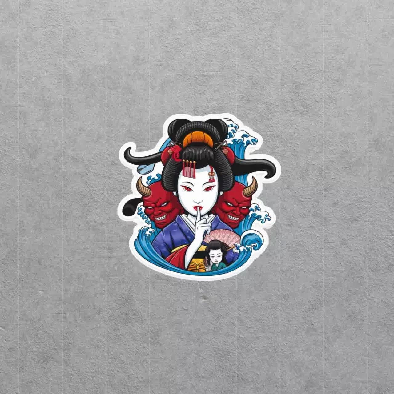 Japanese Geisha Demon Mask Sticker Punk Goth Aesthetic Decalphone Decal ...