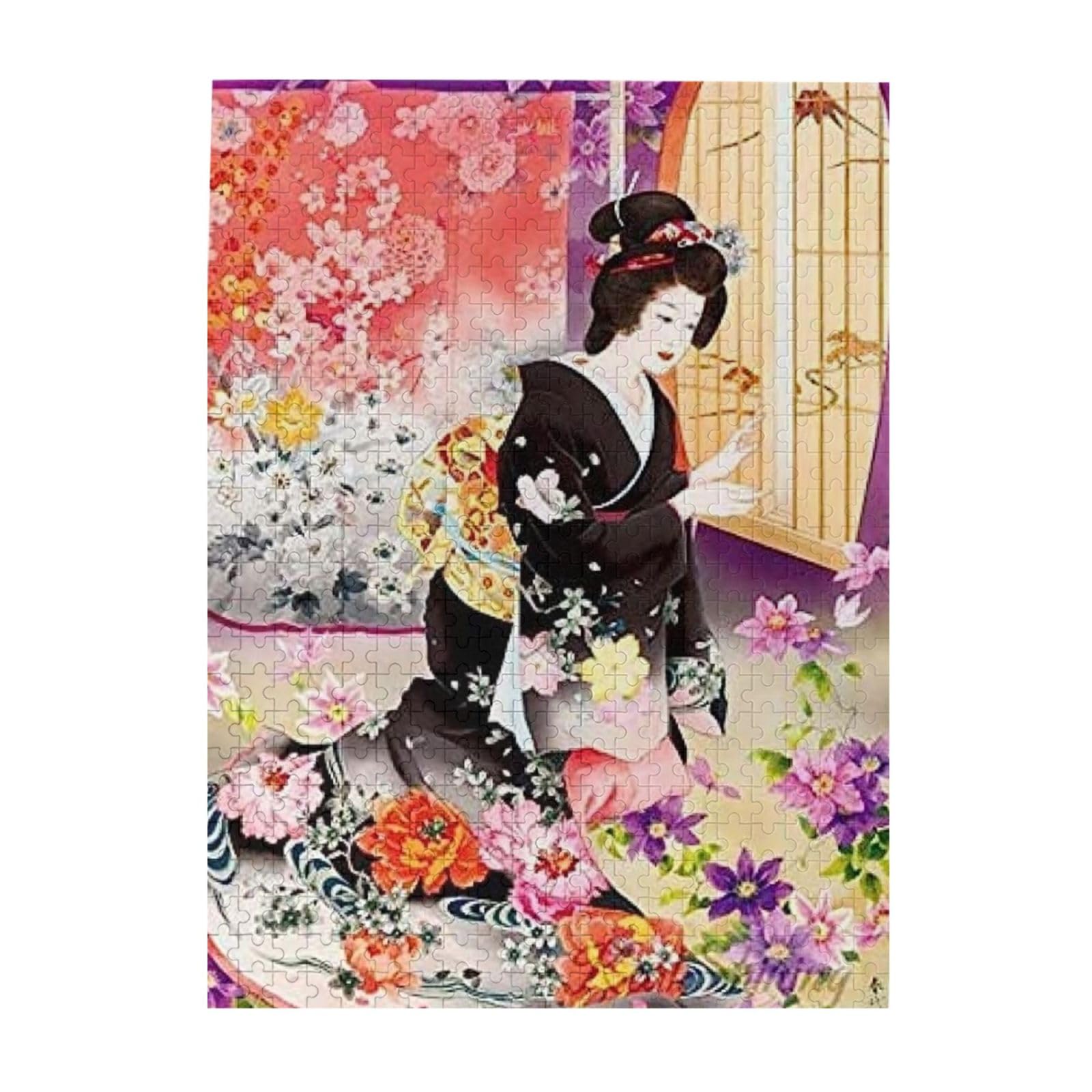 Japanese Geisha Kimono Puzzle DHF10 Funnybox Beauty Painting Japanese Female Family Art Picture ...