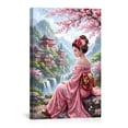 Japanese Geisha With Cherry Blossoms Temples Traditional Kimono For ...
