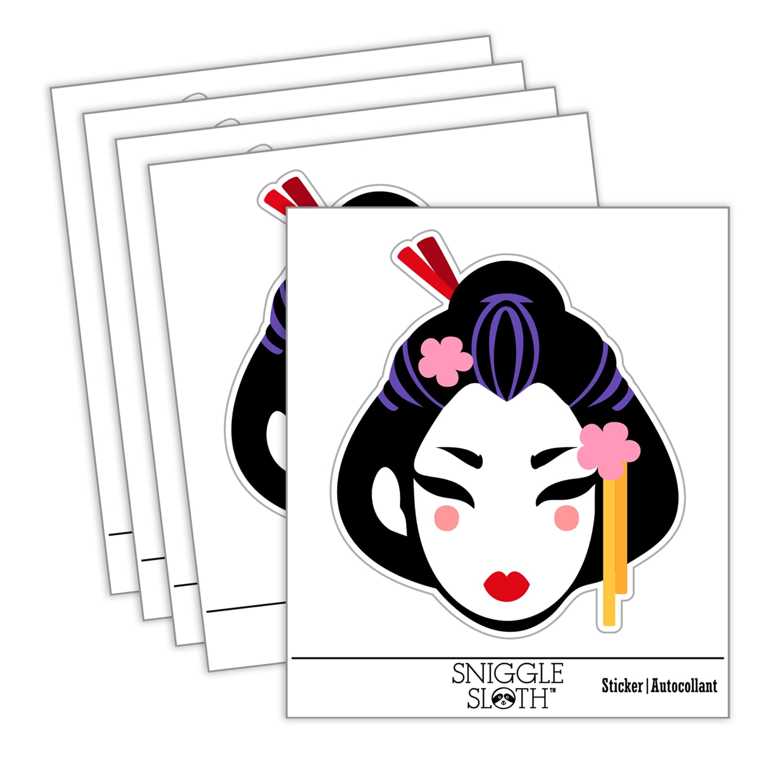 Japanese Geisha Woman Head Car Window Bumper Water Bottle Phone Tablet ...