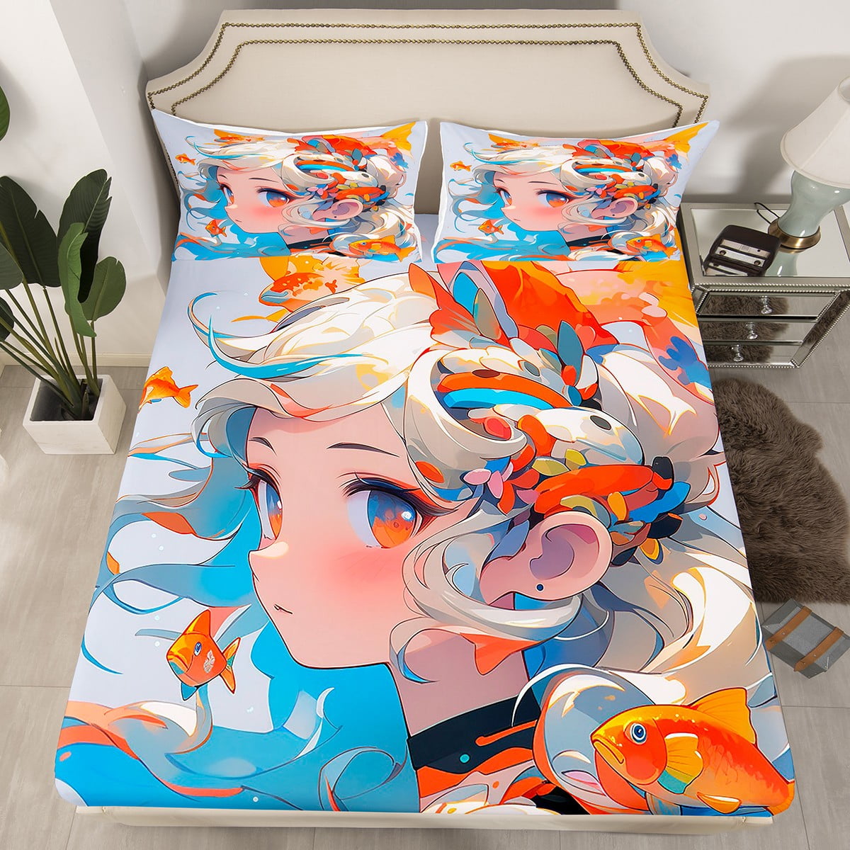 Japanese Fitted Sheet 3D Anime Printed Design Bed Sheets Anime Gifts ...