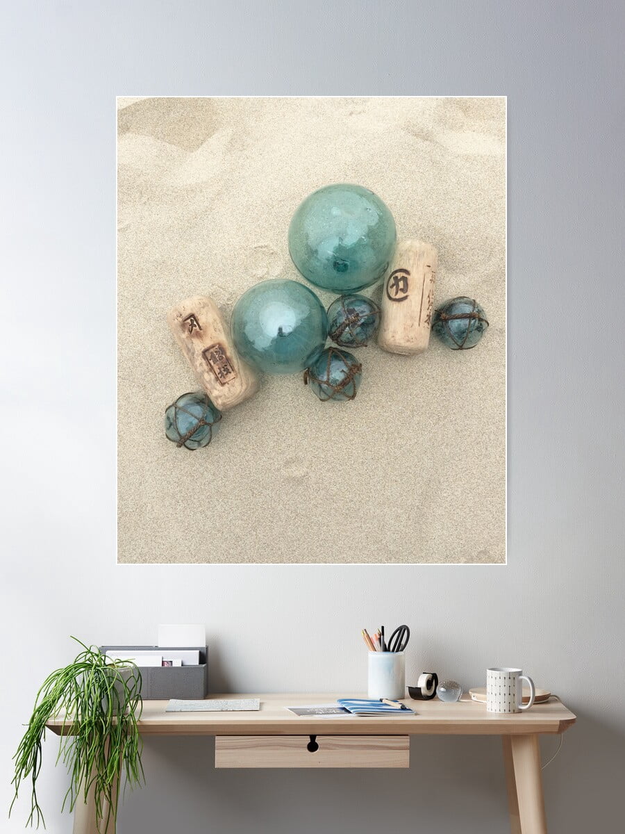 Japanese Glass And Wood Floats, Oregon Coast, Antiques Poster Wall Art ...