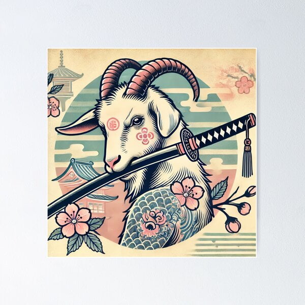 Japanese Goat Of Showa Era Poster Wall Art, Modern Wall Decor For ...