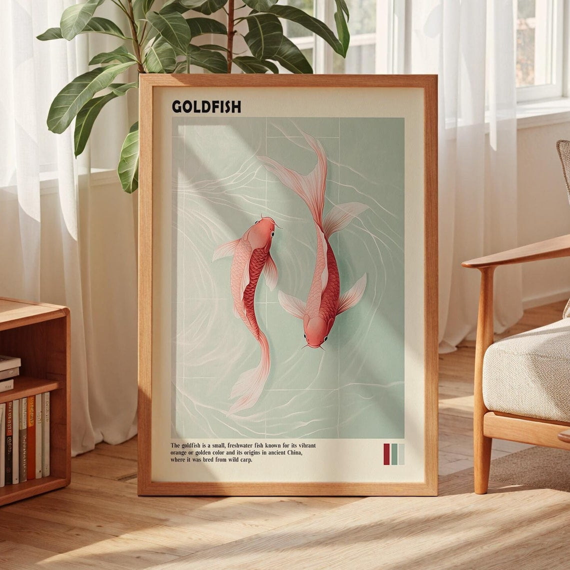 Japanese Goldfish Poster, Japandi Wall Art, Goldfish Print, Japanese ...