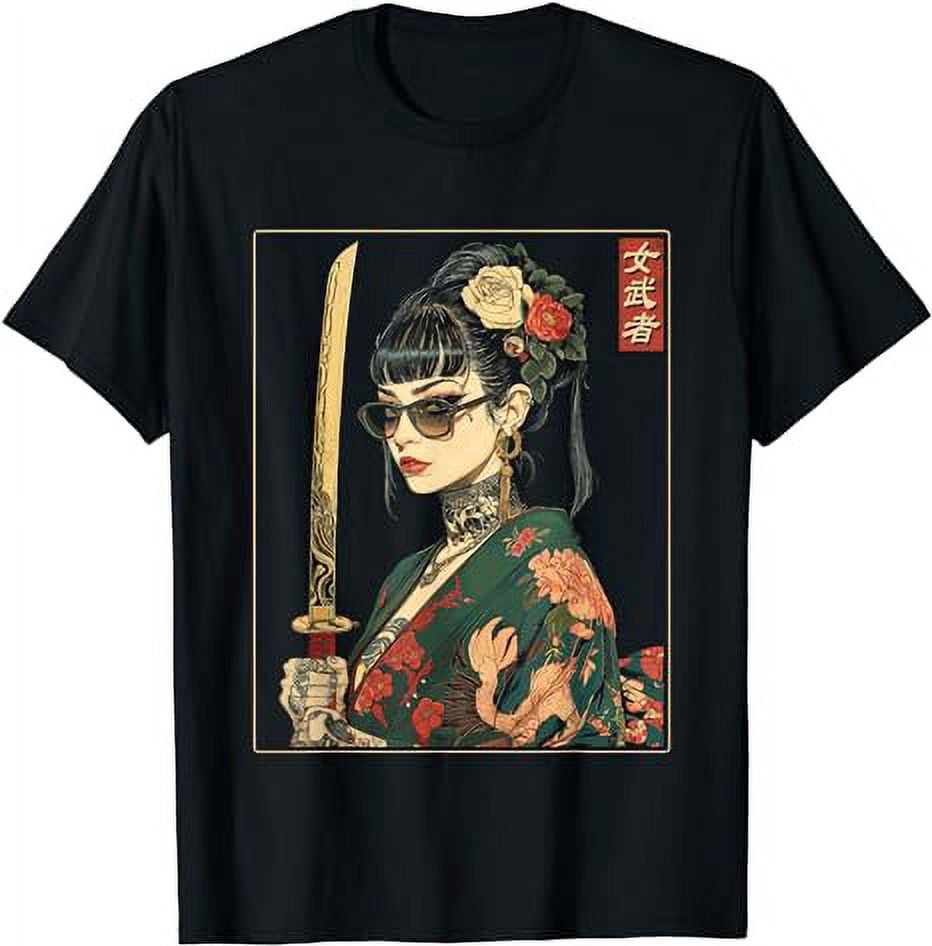 Japanese Gothic Samurai Art Woman With Katana Sword T-Shirt - Walmart.com