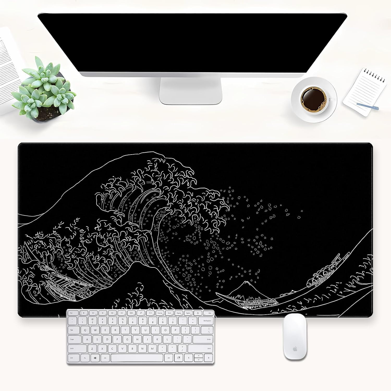 Japanese Great Wave Off Kanagawa Gaming Mouse Pad - XL Extended Ukiyo-e ...