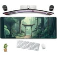 Japanese Green Forest Gaming Mouse Pad Anime Tree Woodland Desk Mat XL ...