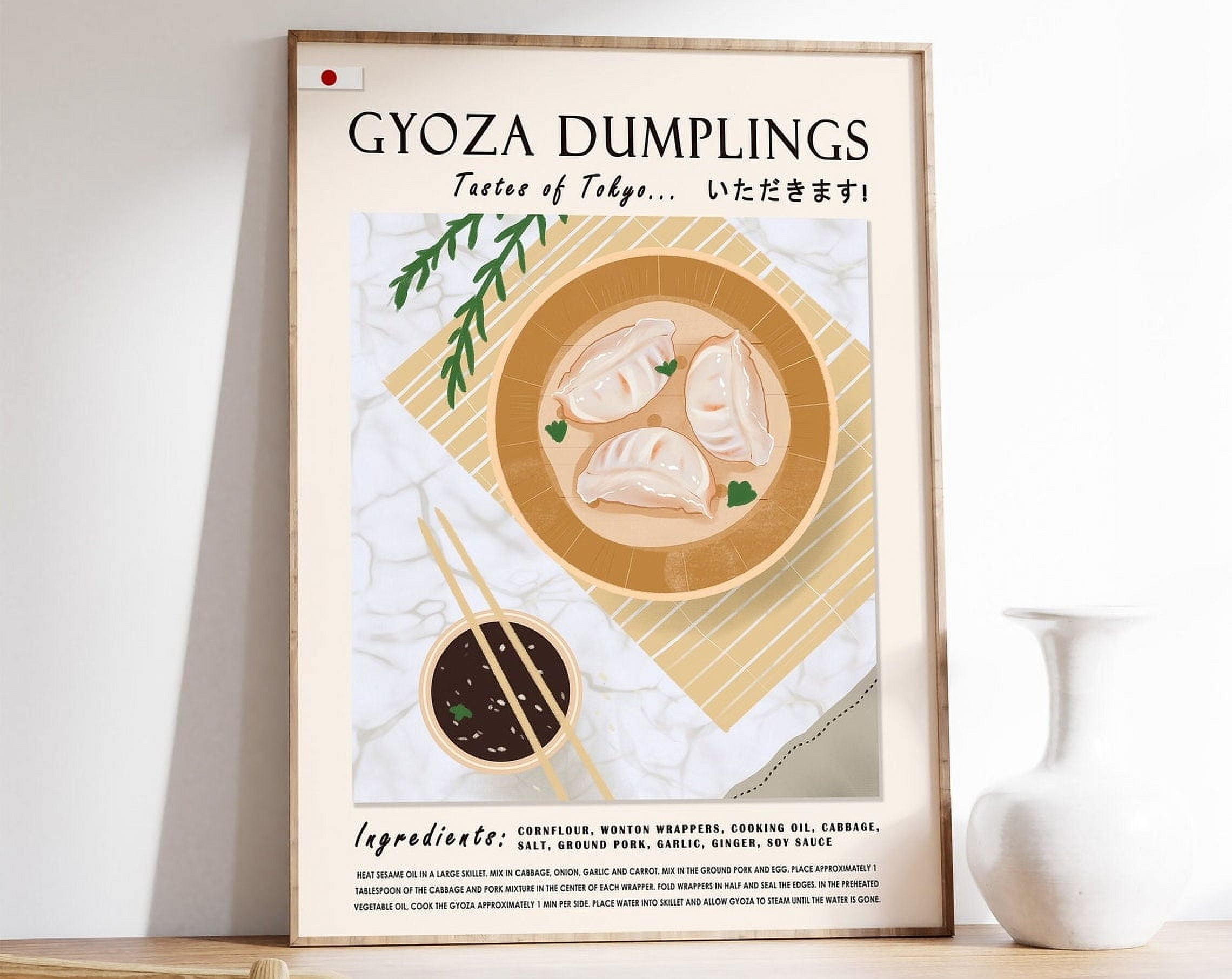 Japanese Gyoza Dumplings Food Poster, Food Art Poster, Japanese Print ...