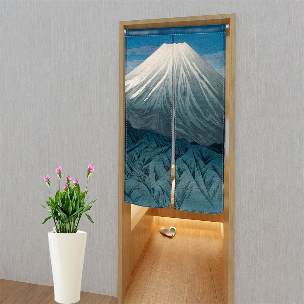 Japanese Half Curtain Door Curtain Mount Fuji Cherry Blossom Print Bedroom Restaurant Doorway ...