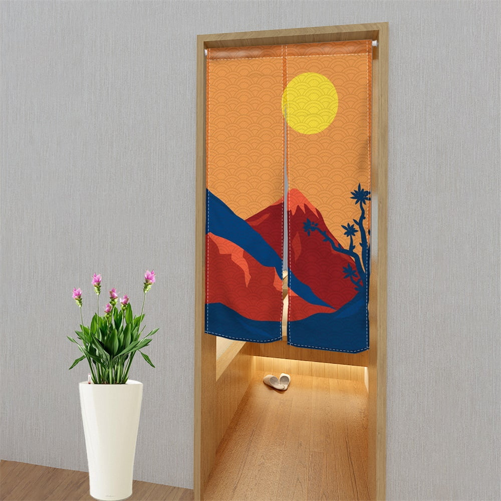 Japanese Half Curtain Door Curtain Mount Fuji Cherry Blossom Print Bedroom Restaurant Doorway ...