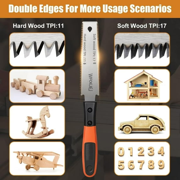 Japanese Hand Saw, 6-Inch Double-Edge Pull Saw, SK5 Flexible Blade,11/ ...