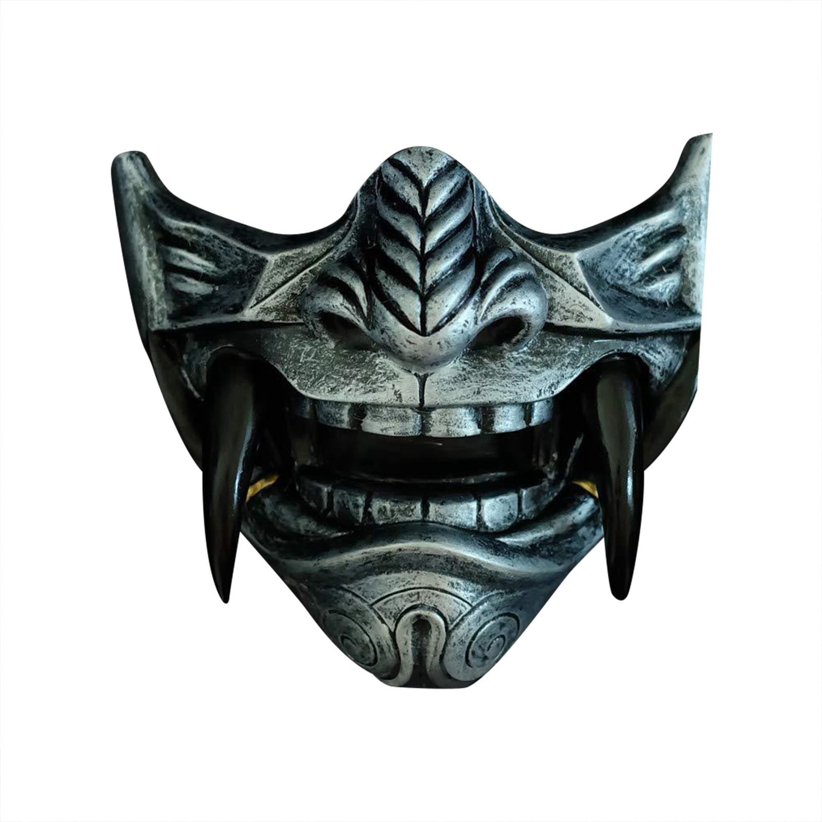 Japanese Hannya Oni Devil Half Face Mask, Latex Kabuki Noh Theater Mask ...