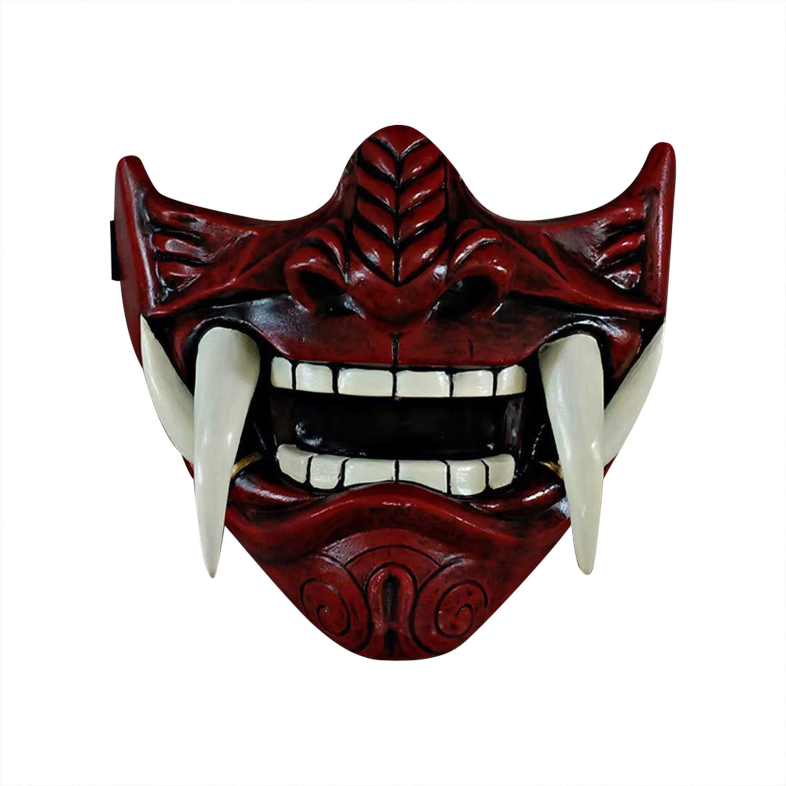Japanese Hannya Oni Devil Half Face Mask, Latex Kabuki Noh Theater Mask ...
