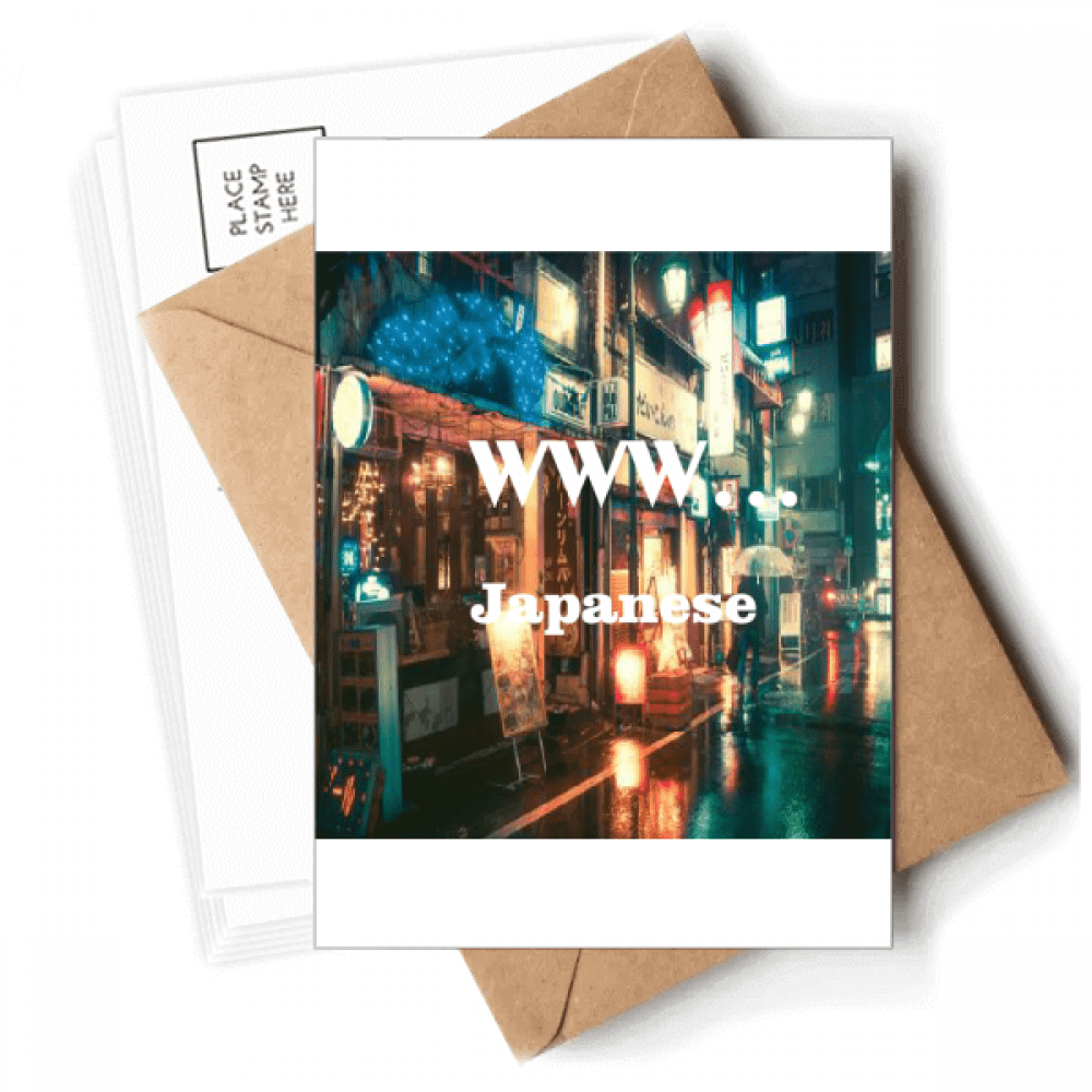 Japanese Happy Text Night Scene Postcards Envelopes Blank Note Cards ...