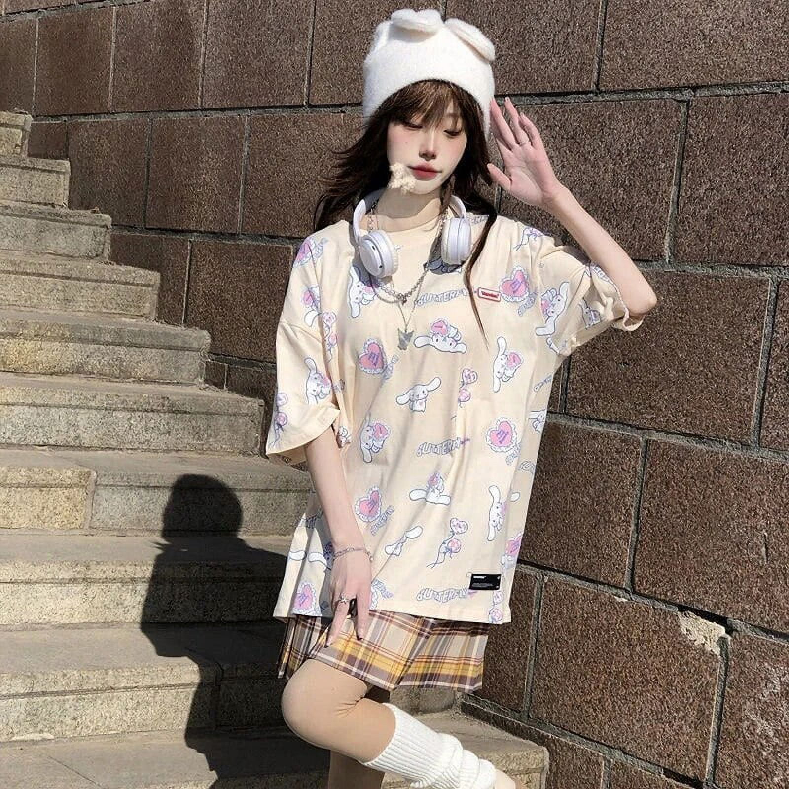 Japanese Harajuku Cute Cartoon Sanrio Cinnamoroll T-shirts With Short ...