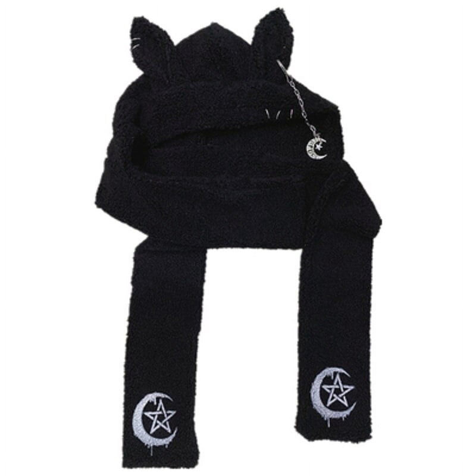 Japanese Harajuku Girls Long Rabbit Ear Hat Gothic Black Cross Chain ...