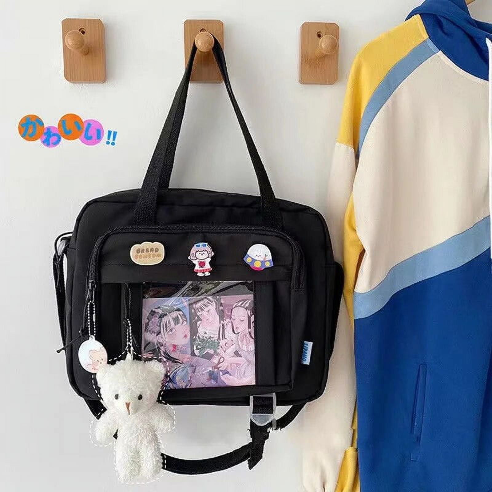 Japanese High School Girls Crossbody Bags Nylon Book Bag Transparent ...