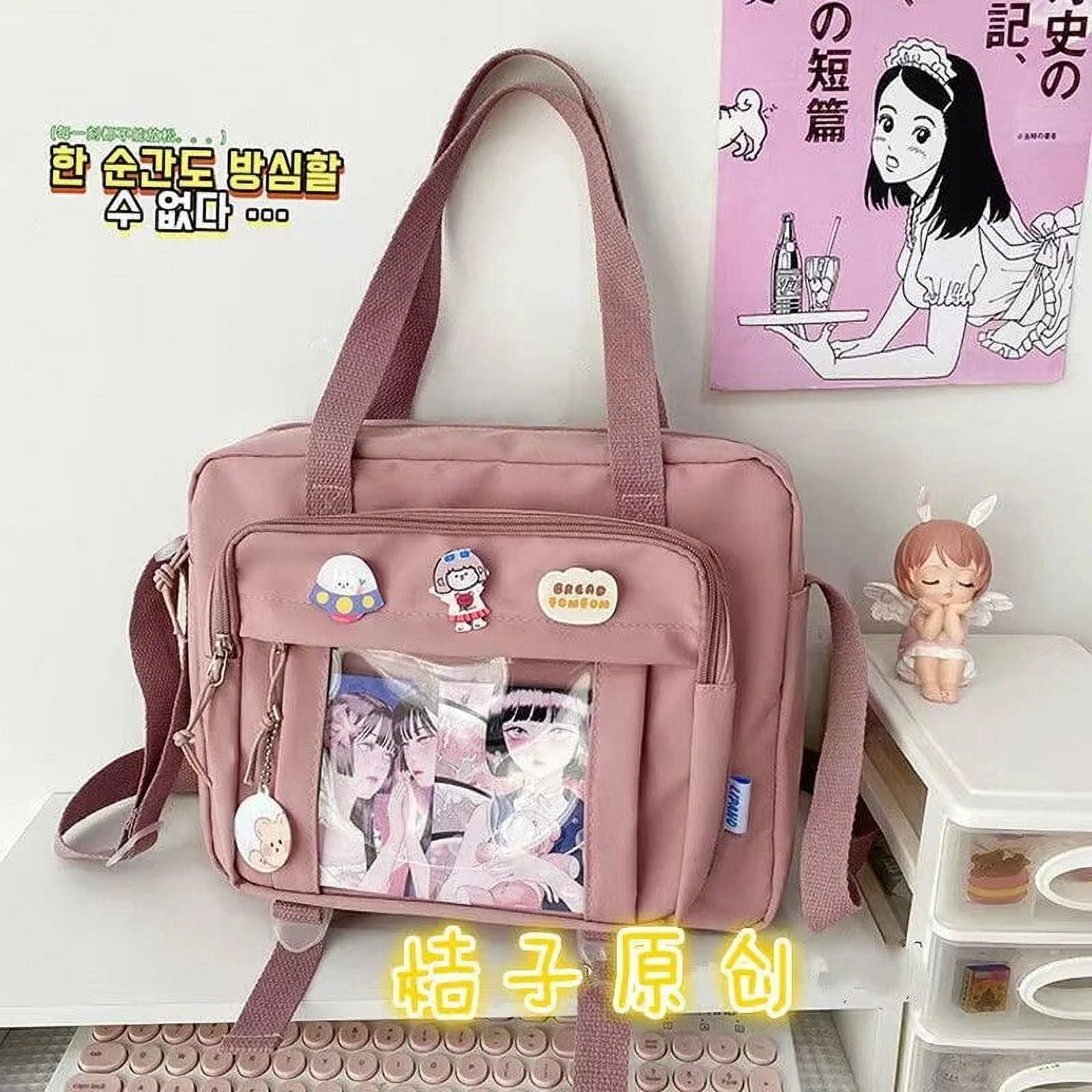 Japanese High School Girls Crossbody Bags Nylon Book Bag Transparent ...