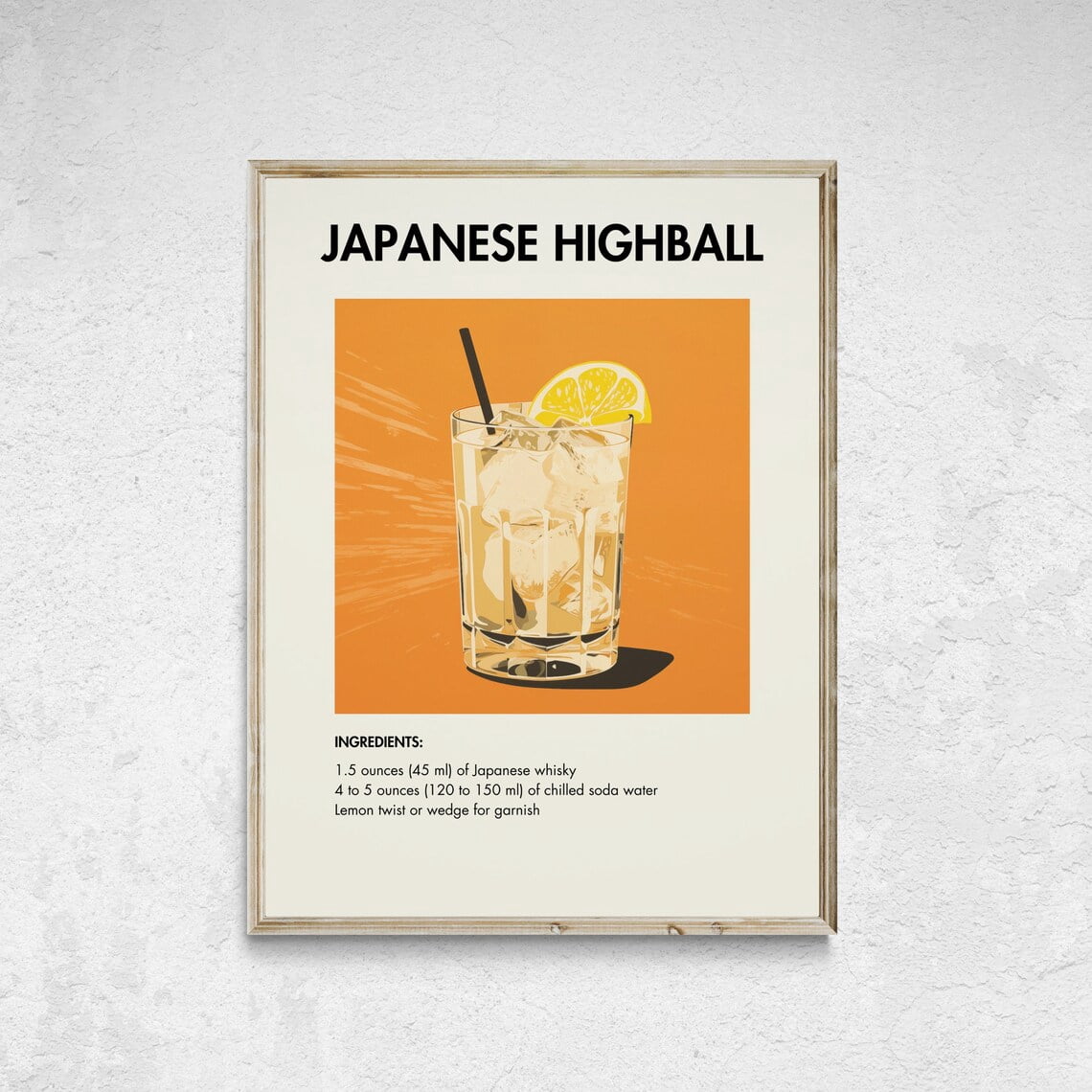Japanese Highball Cocktail, Retro Cocktail Print, Cocktail Wall Art ...