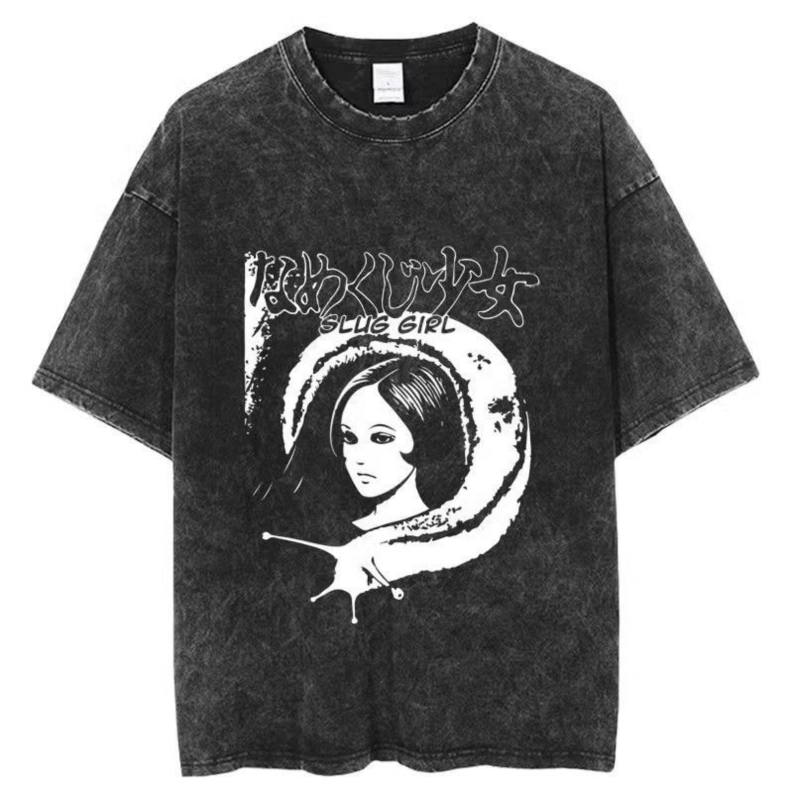 Japanese Horror Manga Tomie Graphic T-Shirt Acid Washed Retro Y2k Top ...