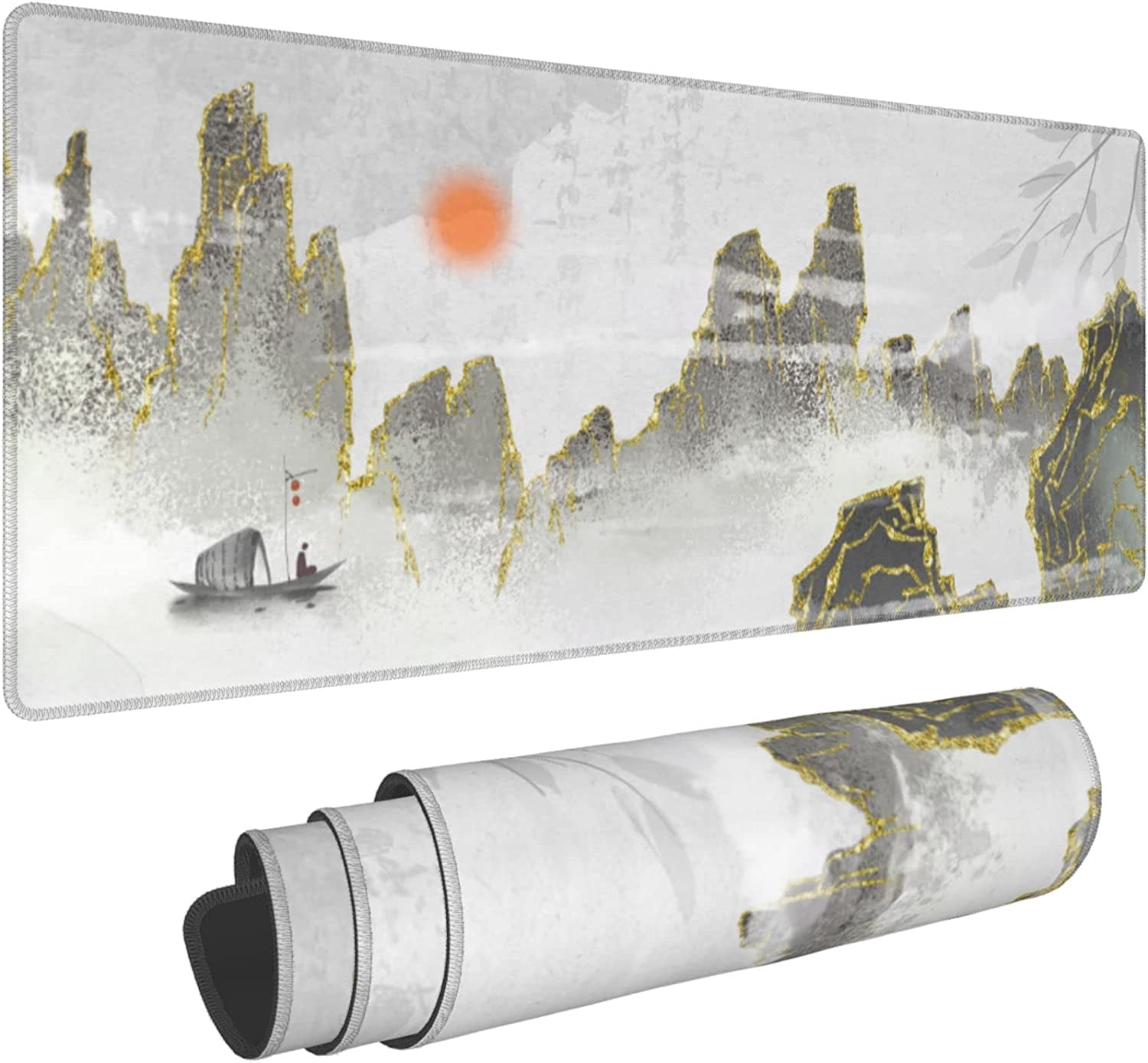 Japanese Ink Painting Mountain Landscape Gaming Mouse Pad XL Extended ...