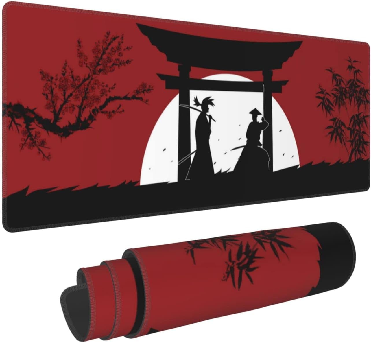Japanese Ink Painting Samurai Bushido Battle Under The Moon Red and ...