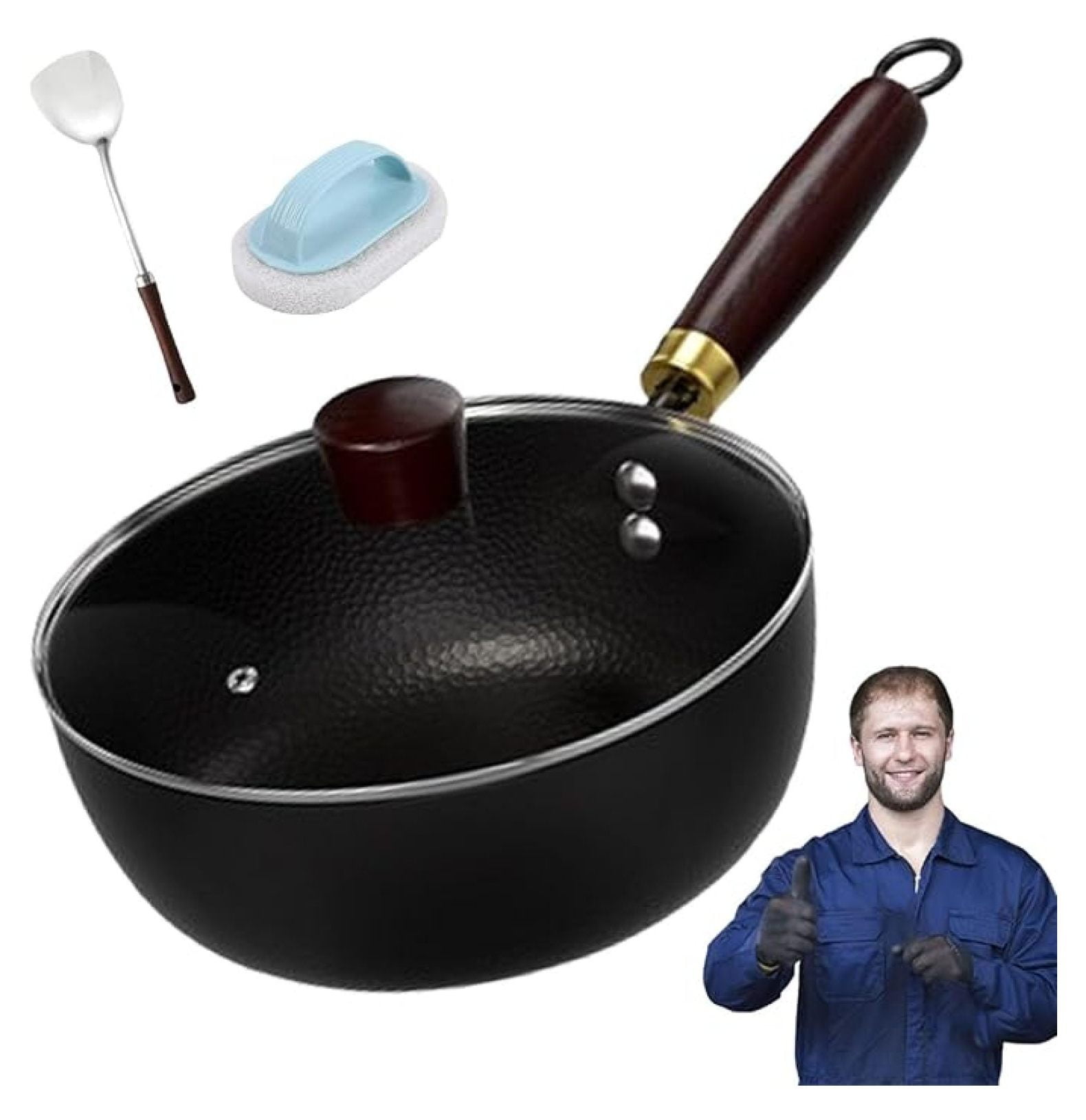 Japanese Iron Pan, Uncoated Iron Pan, 9.45 Inch Hand-Forged Non-Stick ...