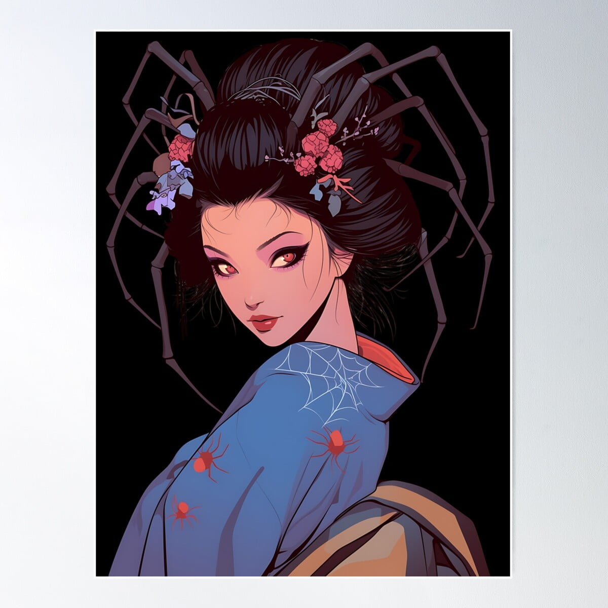Japanese Jorogumo Spider Temptress Poster Wall Art, Modern Wall Decor ...