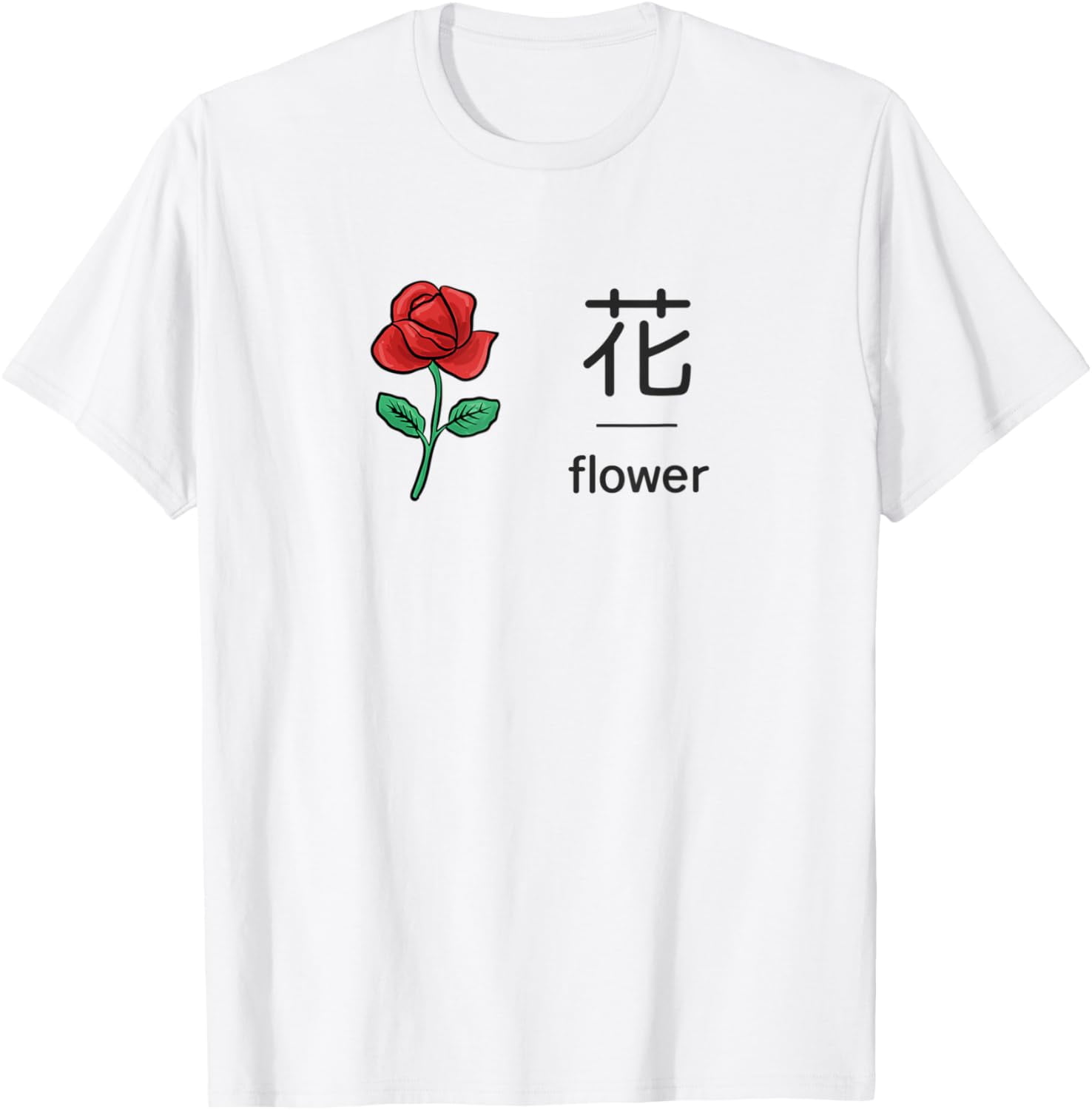 Japanese Kanji Character for Flower with Rose Art T-Shirt men and women ...